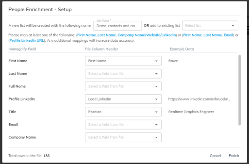 How to enrich (import) a contact list – Immagnify Help Center